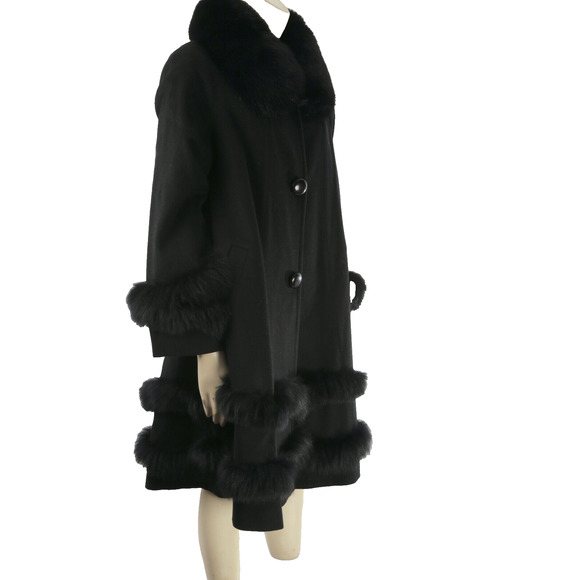 Belle Fare | Jackets & Coats | Belle Fare Black Cashmere Fox Trim Swing ...